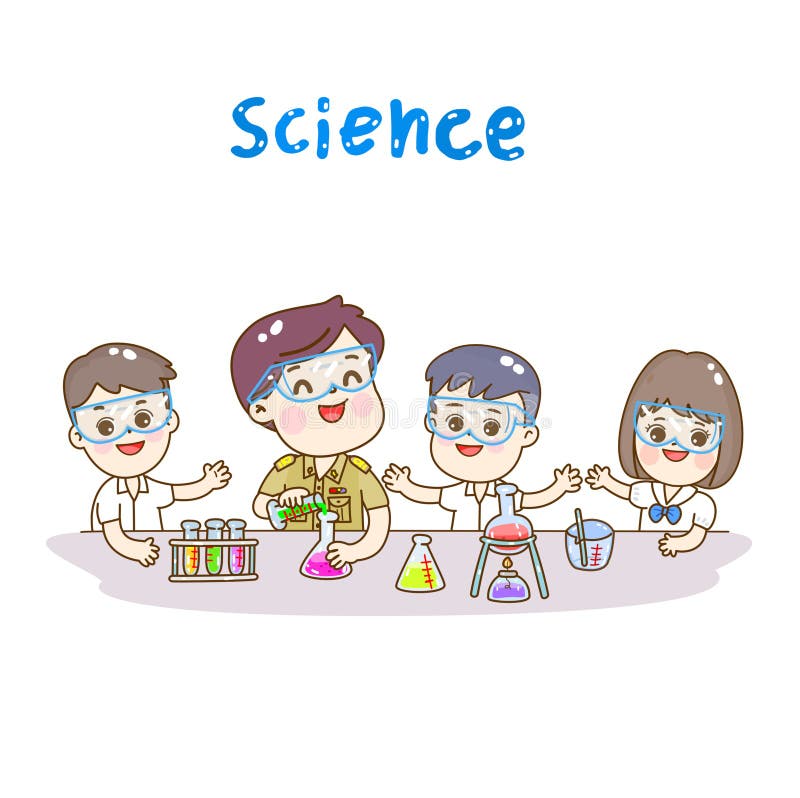 Cartoon Kids Learning Science Classroom. Stock Illustration ...