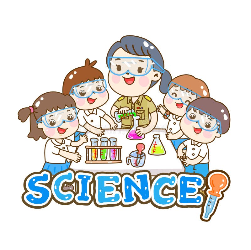 Cartoon Kids Learning Science Classroom. Stock Illustration ...