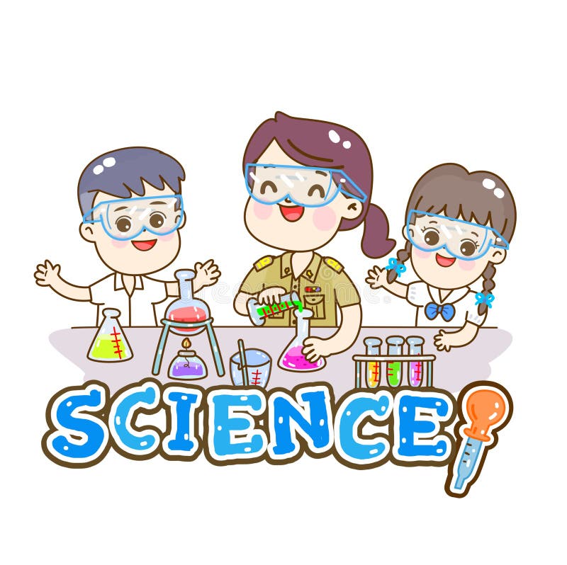 Cartoon Kids Learning Science Classroom. Stock Illustration ...