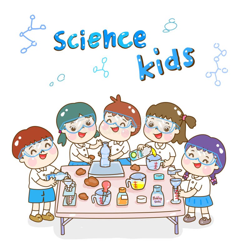 Cartoon Kids Learning Science Classroom. Stock Illustration ...
