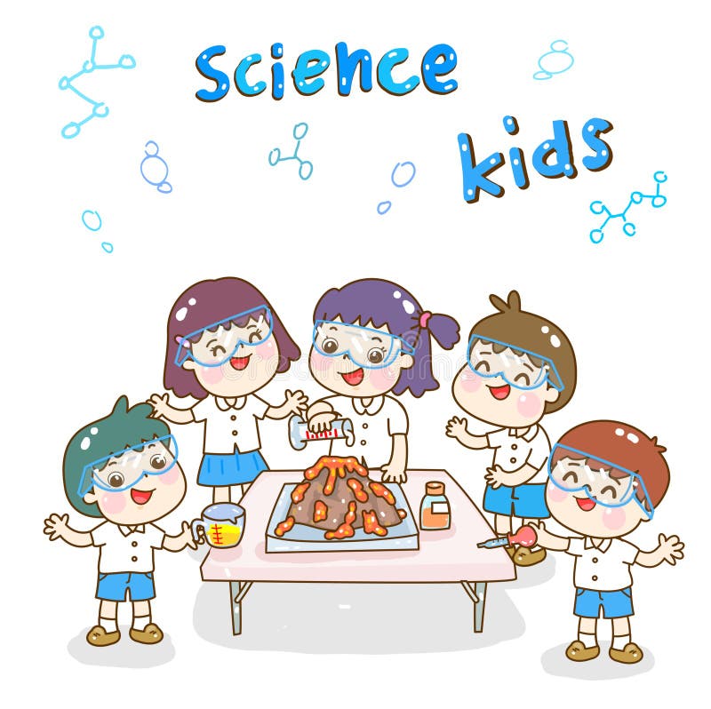 Cartoon Kids Learning Science Classroom. Stock Illustration ...