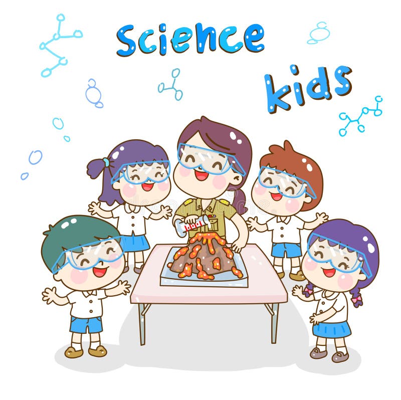 Cartoon Kids Learning Science Classroom. Stock Illustration ...