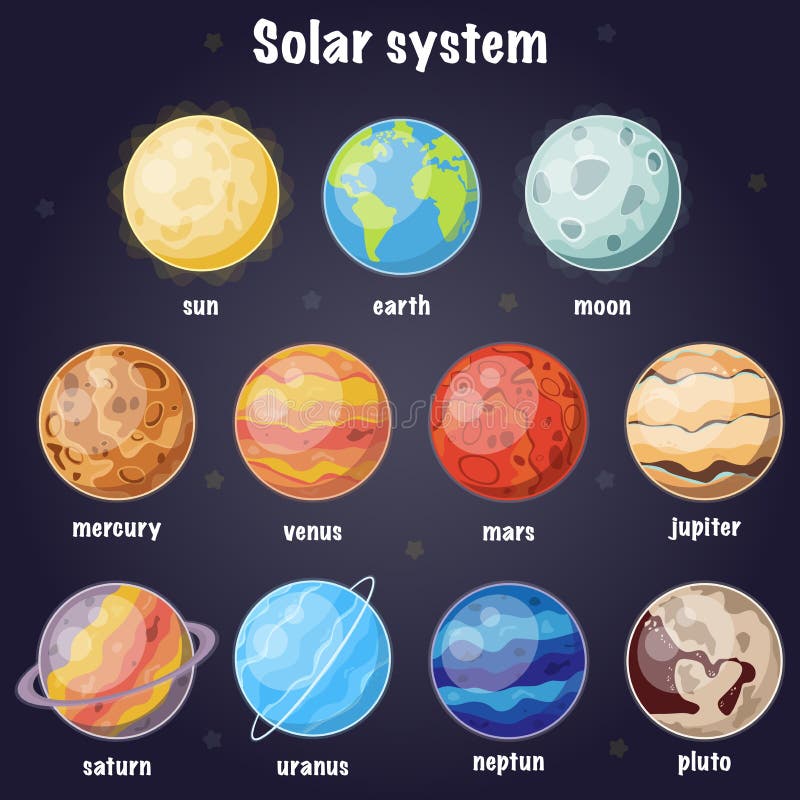Cartoon Set of Solar System Planets . Stock Vector - Illustration of ... Cartoon Set of Solar System Planets . Stock Vector - Illustration of ...