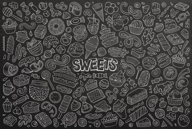 Cartoon Set of Sweets Theme Items, Objects and Symbols Stock Vector ...