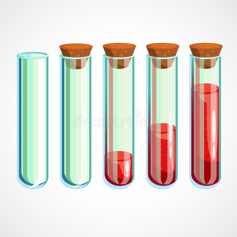 Cartoon Set of Test Tubes for Analysis. Vector Illustration Stock ...