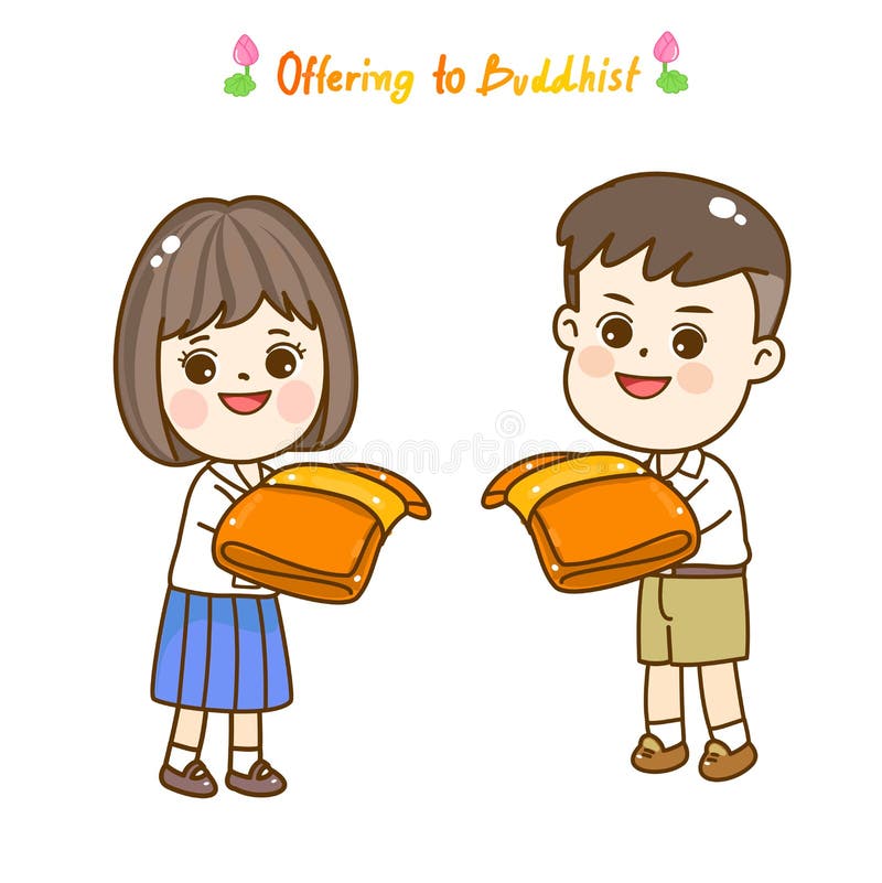 Cartoon Offering To Buddhist Vector. Stock Vector - Illustration of ...