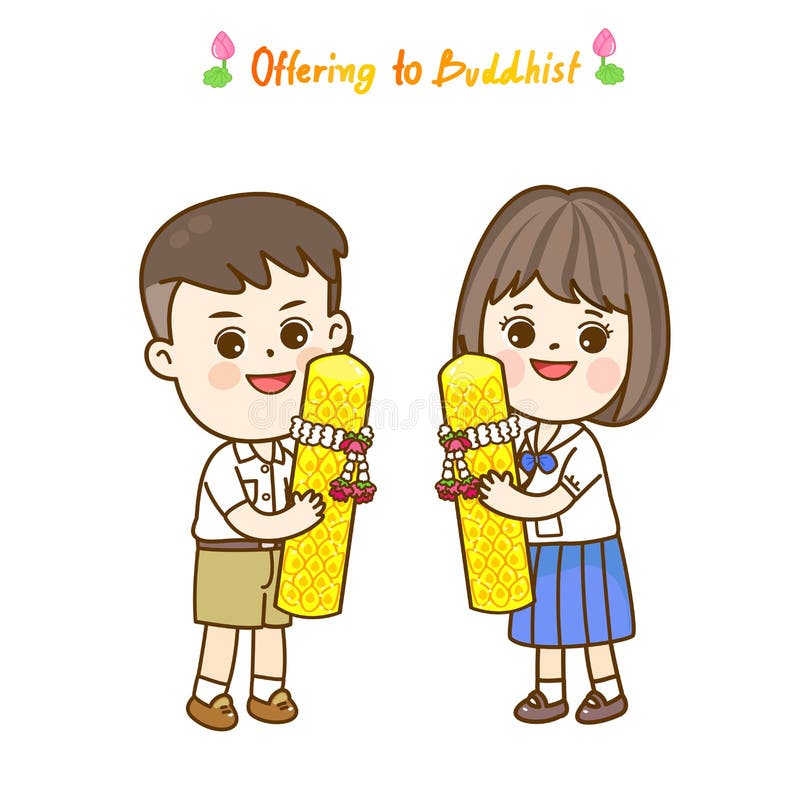 Cartoon Offering To Buddhist Vector. Stock Vector - Illustration of ...