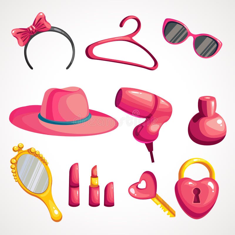 Cartoon Set of Things for Girls. Vector Illustration Stock Vector ...