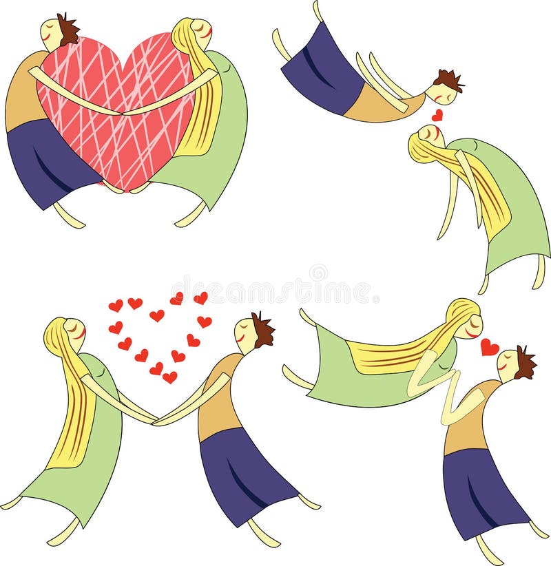 Cartoon set of two lovers stock vector. Illustration of beautiful ...