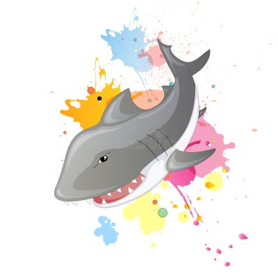 Shark Predatory Fish Cartoon Illustration Image Animal Character Stock ...