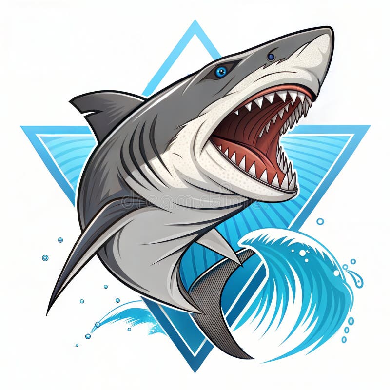 Cartoon Shark Attack with Open Mouth, Aggressive Shark Logo with Sharp ...