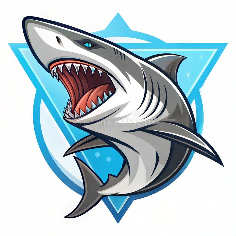 Cartoon Shark Attack with Open Mouth, Aggressive Shark Logo with Sharp ...