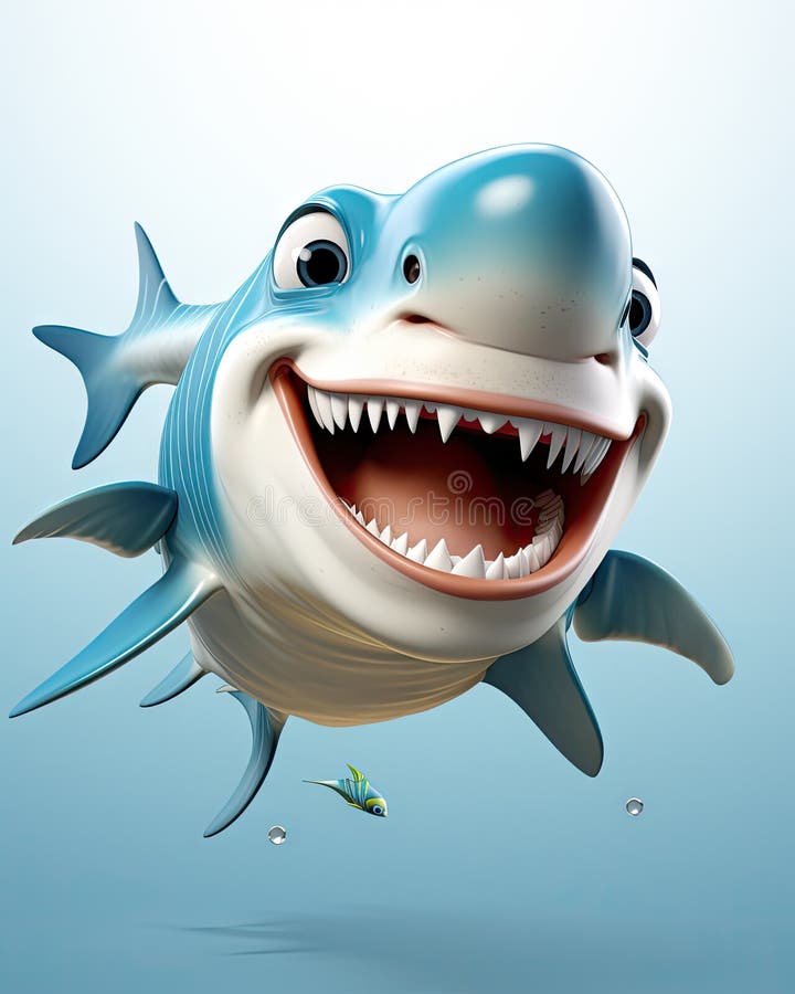 A Cartoon Shark with a Big Smile on Its Face Stock Illustration ...