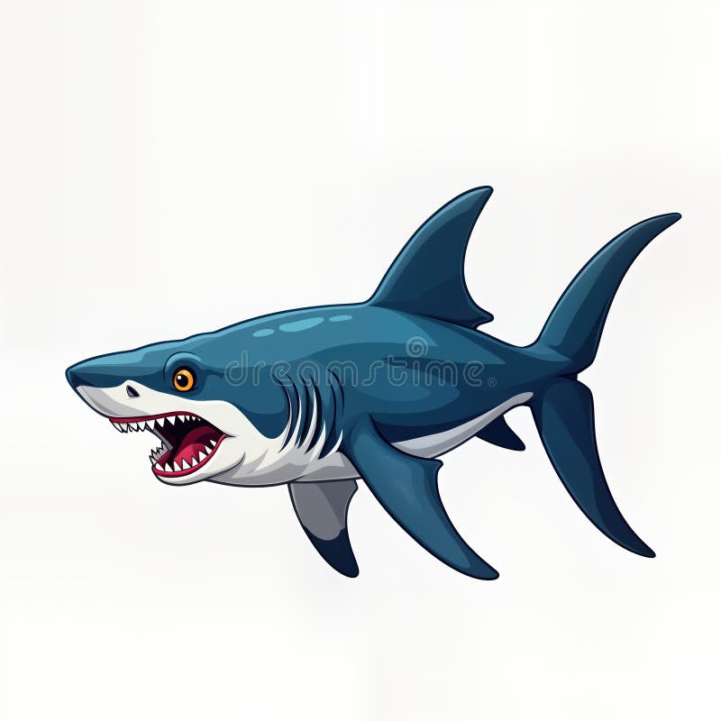 Cartoon Shark Illustration Shows Aggressive Predatory Marine Animal ...