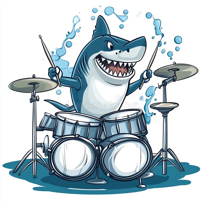 Shark Playing Drums Stock Illustrations – 4 Shark Playing Drums Stock ...