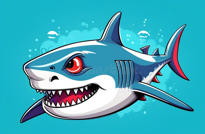Cartoon Shark with Sharp White Teeth Stock Photo - Image of drawing ...