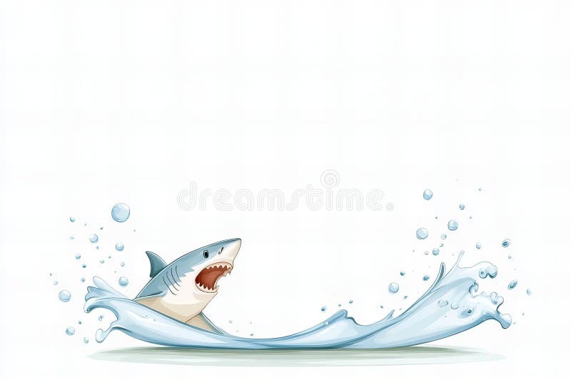 Cartoon Shark Splashing in Water with Bubbles Stock Illustration ...
