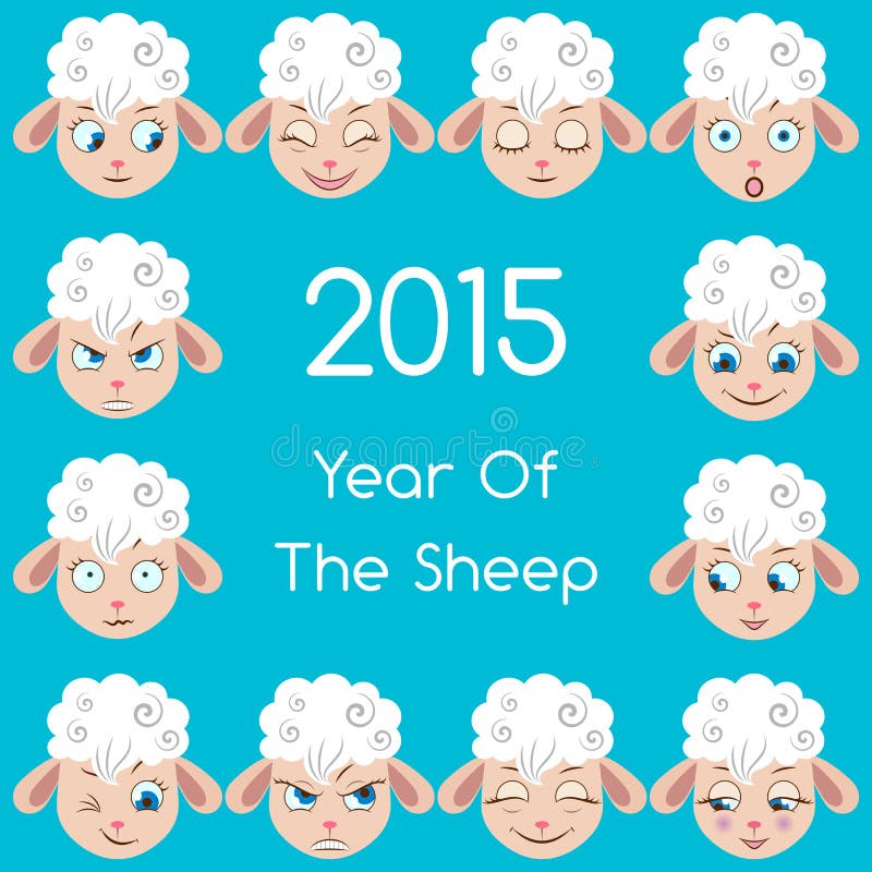 Cartoon Sheep Expressions Set Stock Vector - Illustration of decoration ...