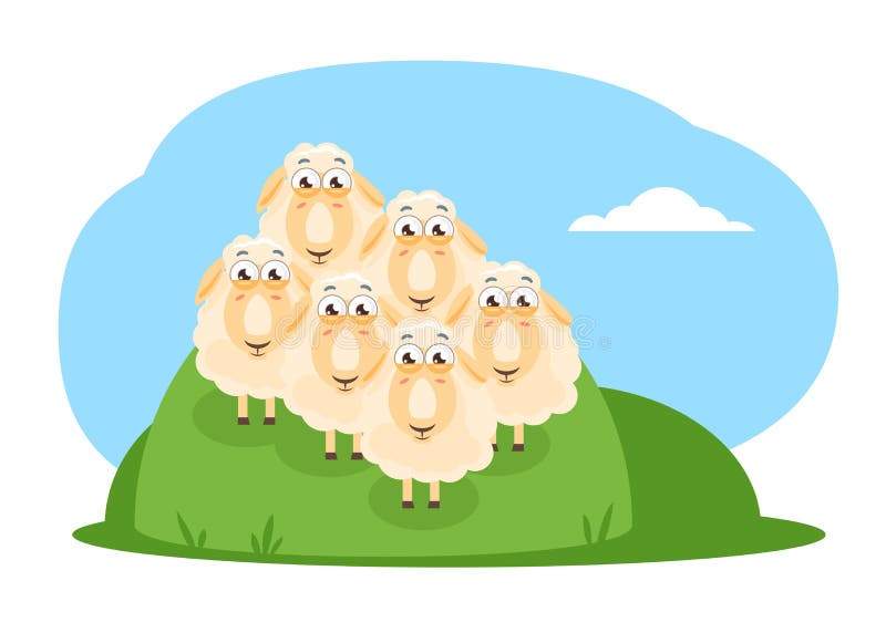 Cartoon Sheep Flock stock vector. Illustration of cartoon - 123748546