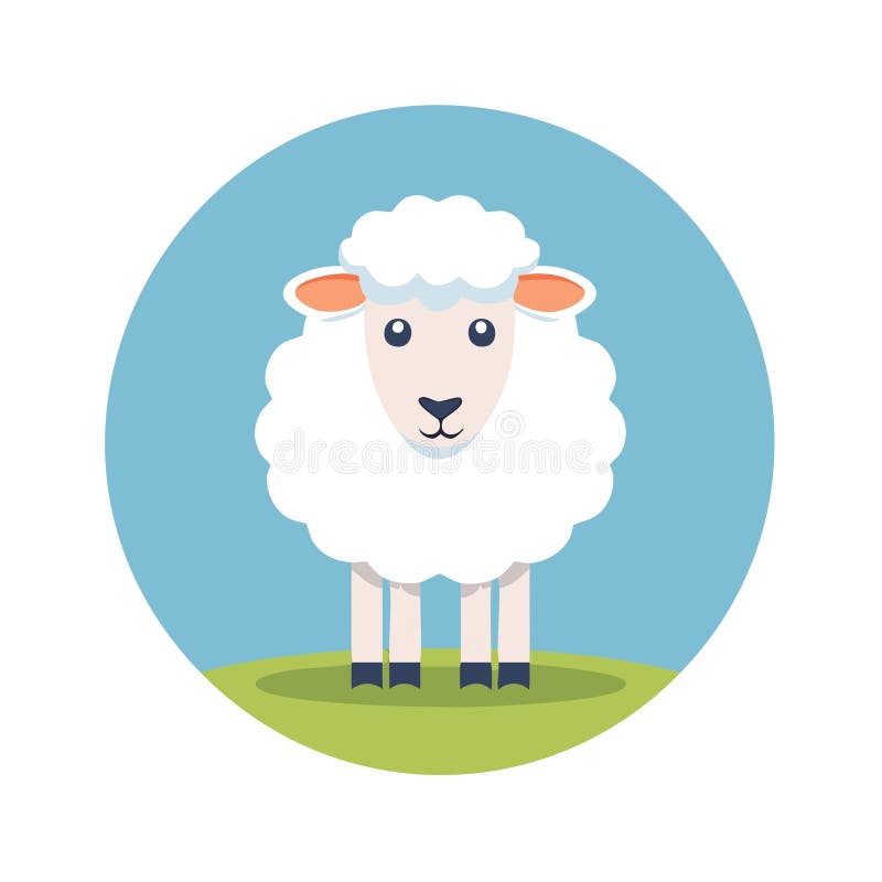 Illustration of a Blue Sheep in a Circle with a Moon in the Background ...