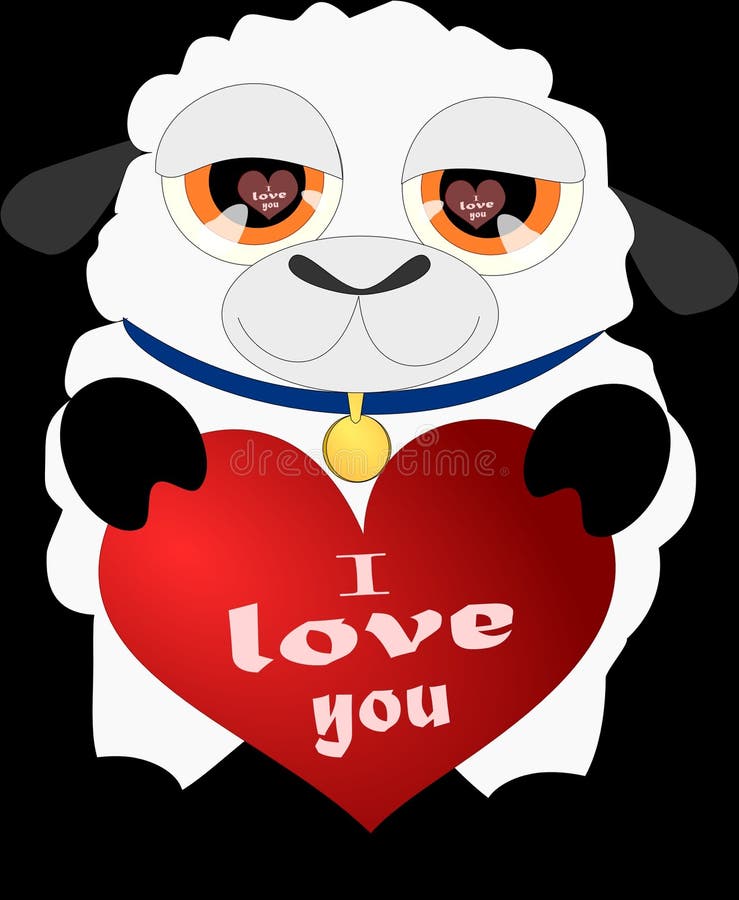 Cartoon Sheep with Red Heart 2 Stock Illustration - Illustration of ...