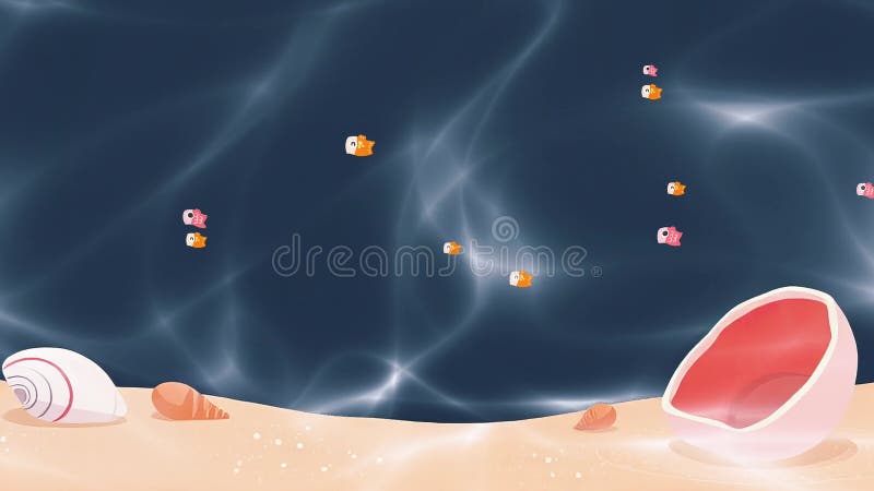 Animated Underwater Scene with Shells Against Dark Blue Background ...