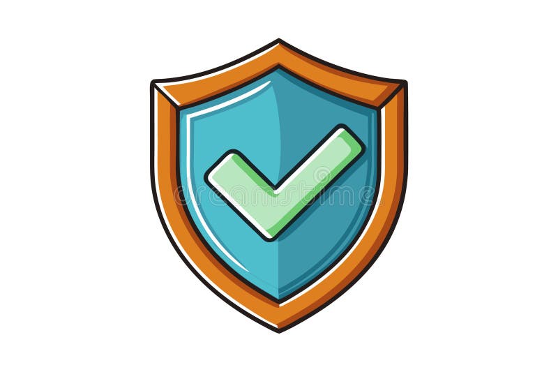 Cartoon Shield with Checkmark Icon Symbolizing Security and Protection ...