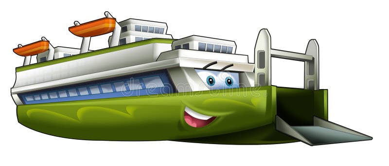 Cartoon Ship - Ferry Caricature Stock Illustration - Illustration of ...