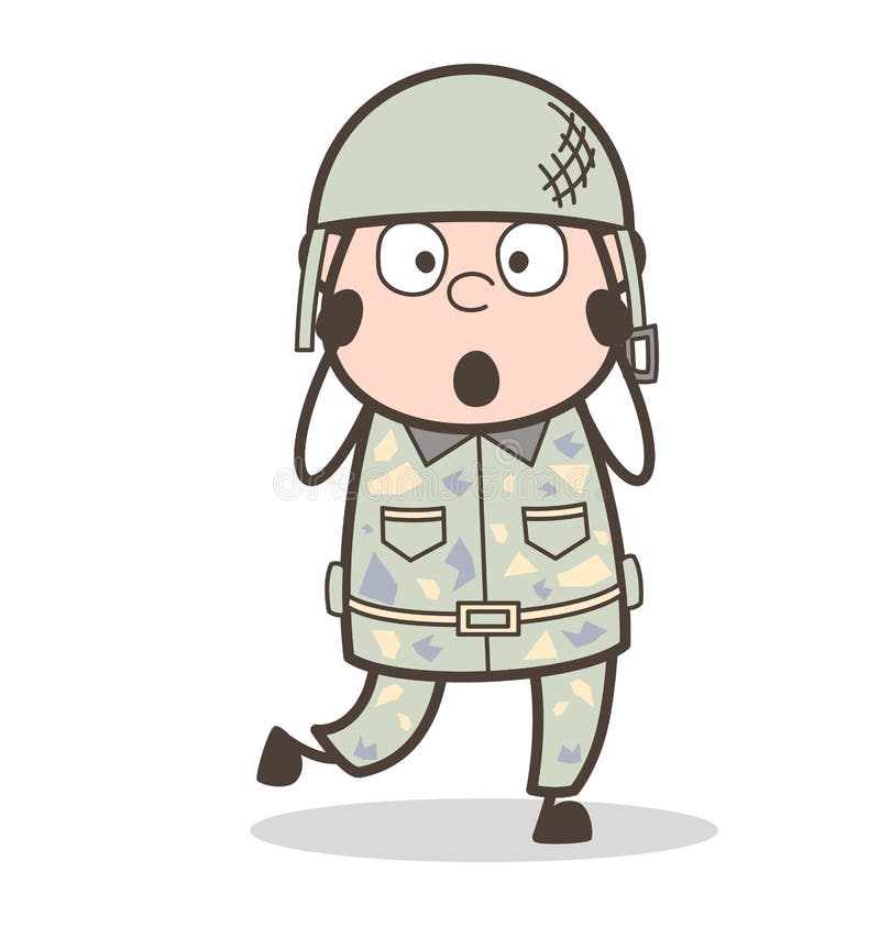 Cartoon Shocked Army Sergeant Expression Vector Illustration Stock ...