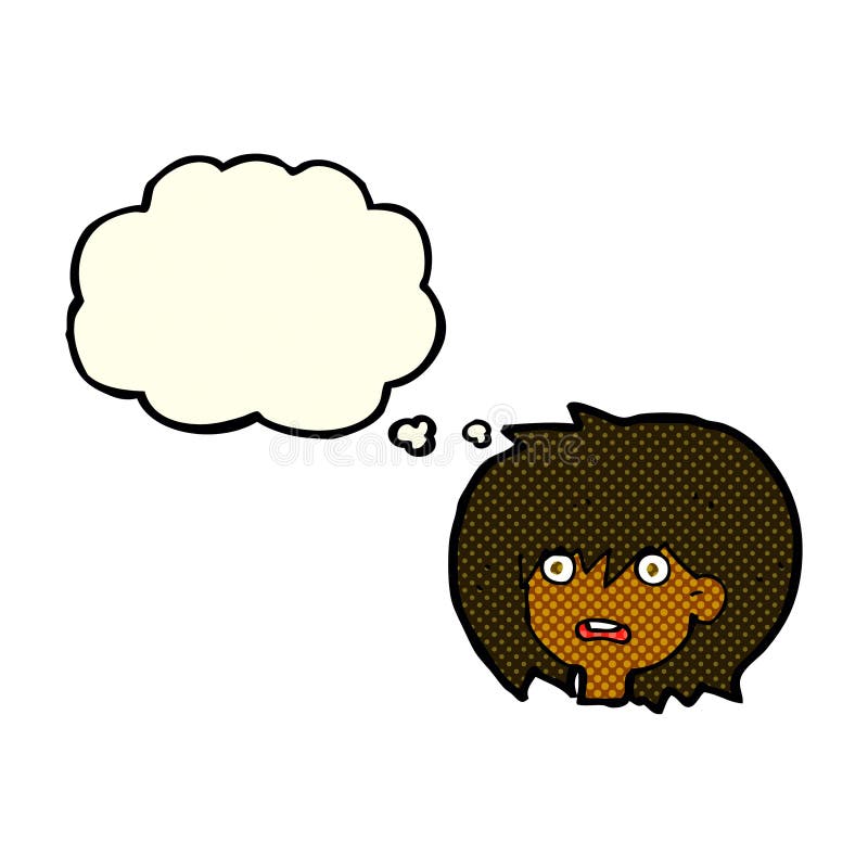 Cartoon Shocked Expression with Thought Bubble Stock Illustration ...