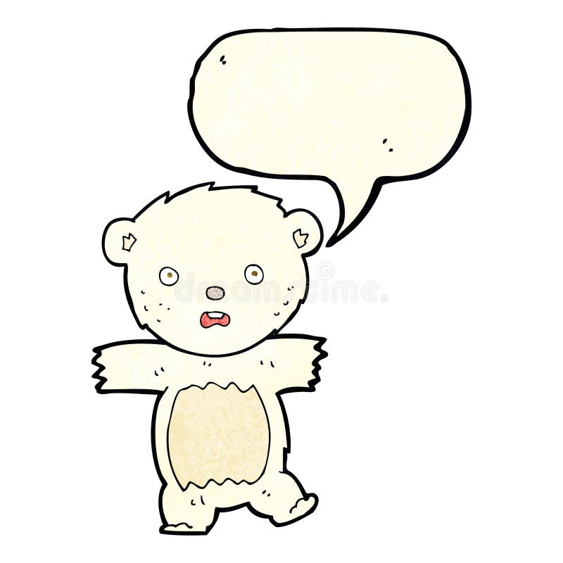 Cartoon Shocked Polar Bear Cub with Speech Bubble Stock Illustration ...