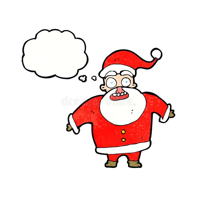 Cartoon Shocked Santa Claus with Thought Bubble Stock Illustration ...