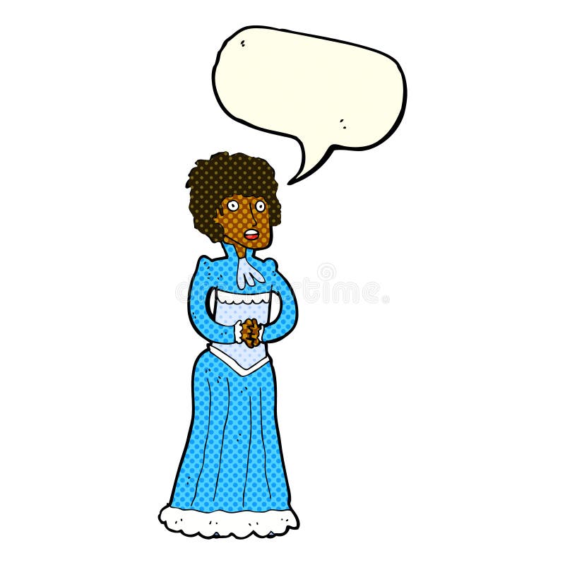Cartoon Shocked Victorian Woman with Speech Bubble Stock Illustration ...