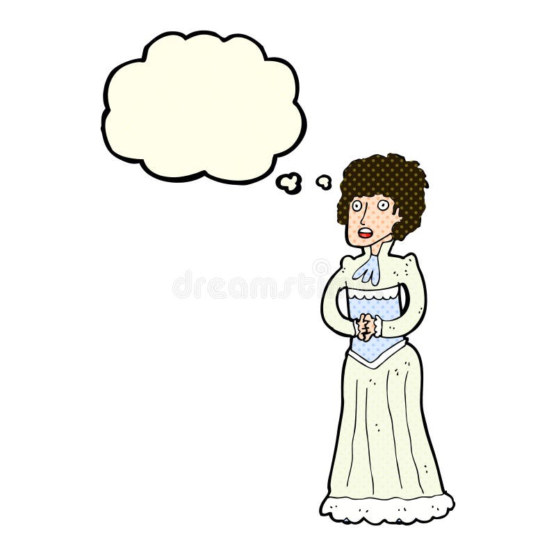 Cartoon Shocked Victorian Woman with Thought Bubble Stock Illustration ...