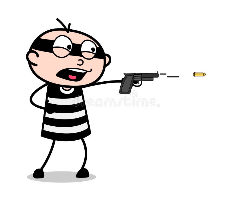 Cartoon Shooting with Gun stock illustration. Illustration of character ...