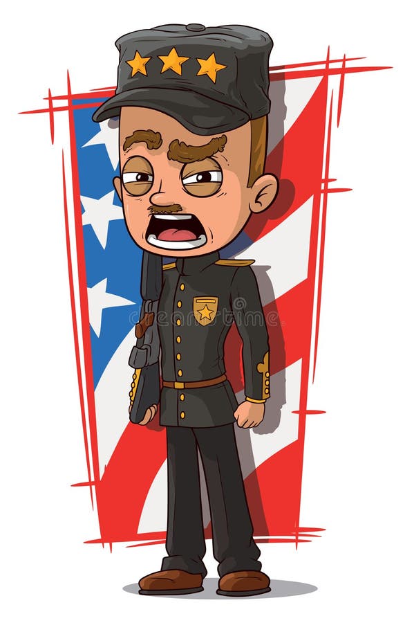 Cartoon Shouting General in Black Uniform Stock Vector - Illustration ...