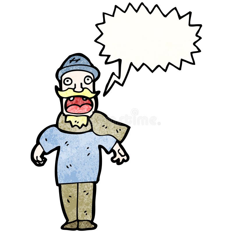 Cartoon Shouting Man in Cold Weather Stock Vector - Illustration of ...
