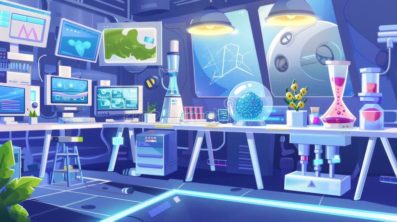 A Cartoon Showing Experiments for Space Research in a Laboratory ...