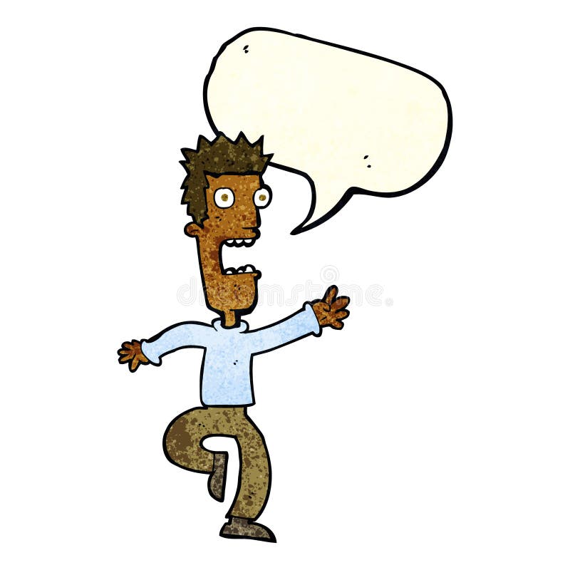 Cartoon Shrieking Man with Speech Bubble Stock Illustration ...