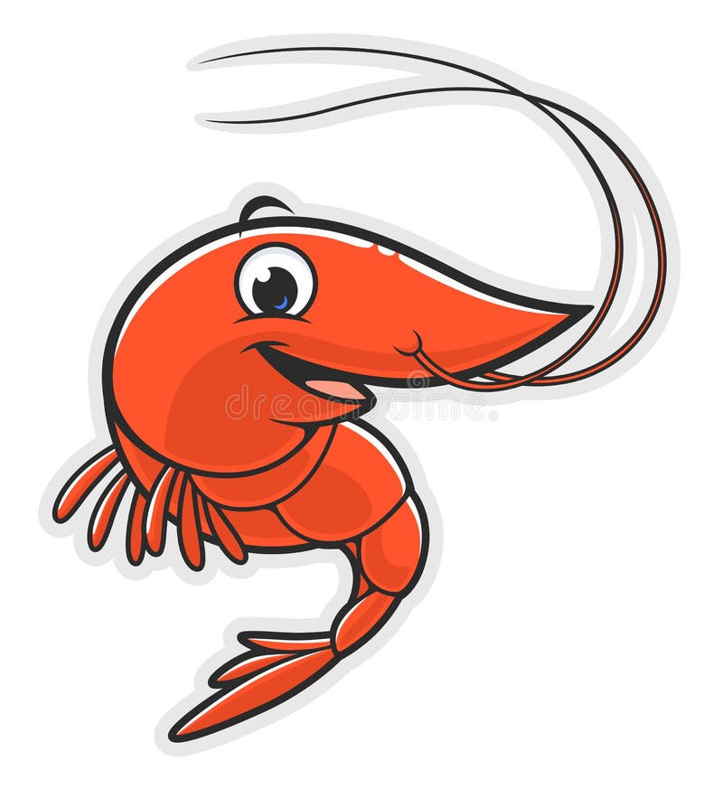 Funny red shrimp cartoon stock illustration. Illustration of seafood ...