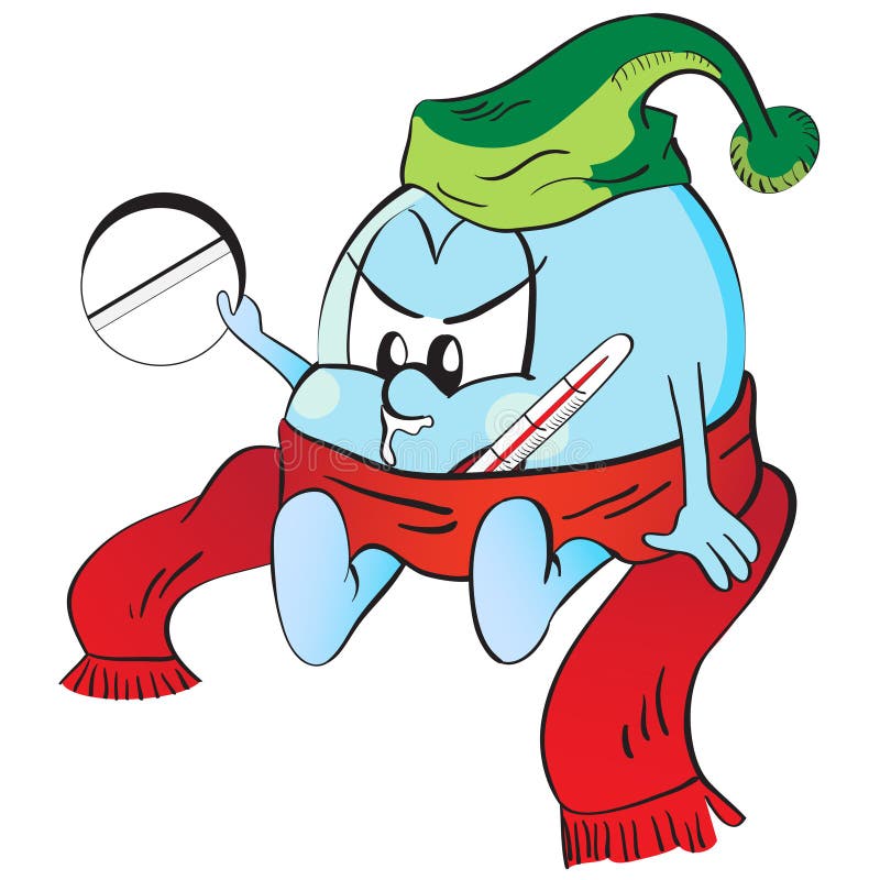 Cartoon Sick Man with Thermometer Stock Vector - Illustration of rescue ...