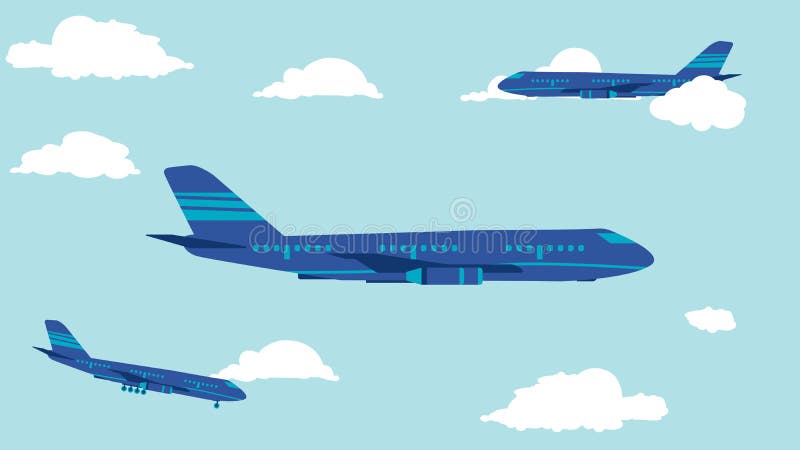 Cartoon Side View of Airplane in the Sky Stock Vector - Illustration of ...