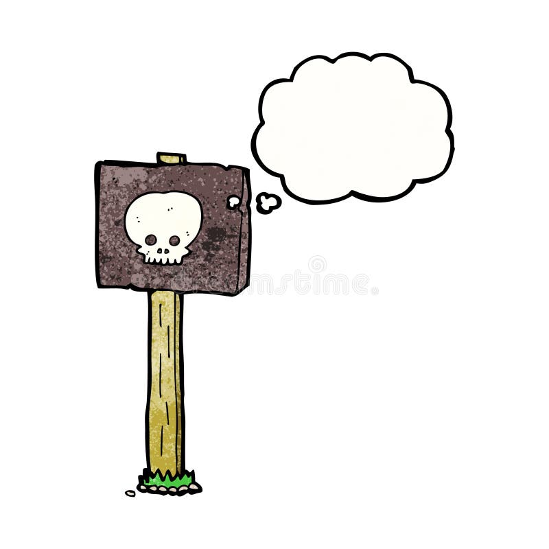 Cartoon Sign Post with Thought Bubble Stock Illustration - Illustration ...