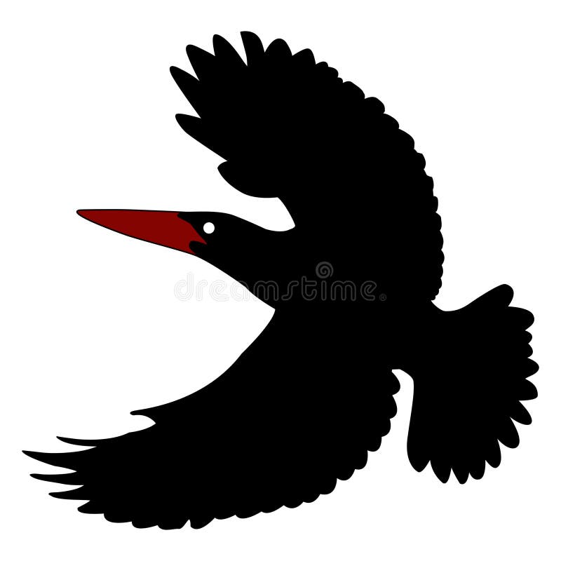Cartoon Silhouette Bird Character Red Mouth on the Fly Stock Vector ...