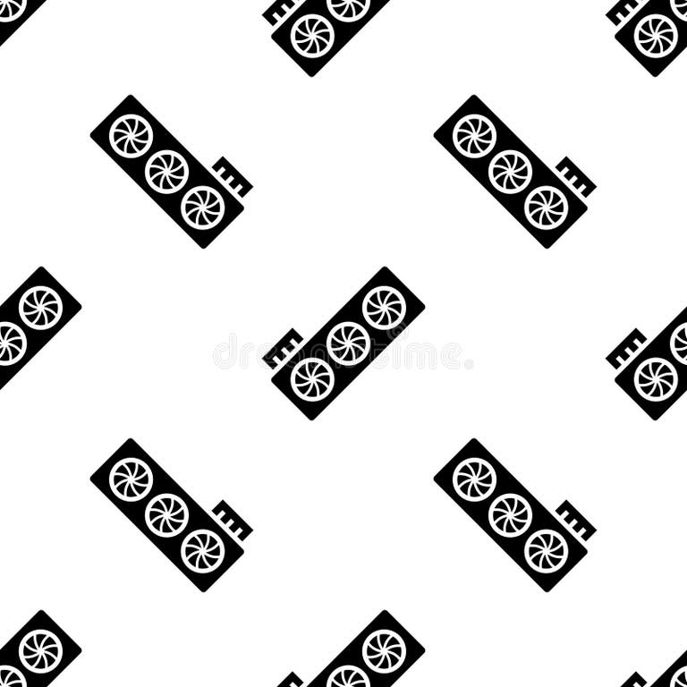 Cartoon Silhouette Computer CPU Liquid Cooler Seamless Pattern. Stock ...