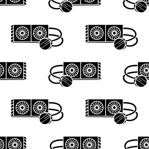 Cartoon Silhouette Computer CPU Liquid Cooler Seamless Pattern. Stock ...