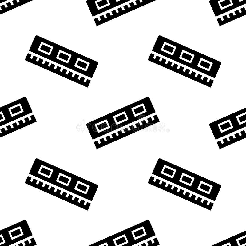 Cartoon Silhouette Computer Ram Seamless Pattern. Stock Illustration ...