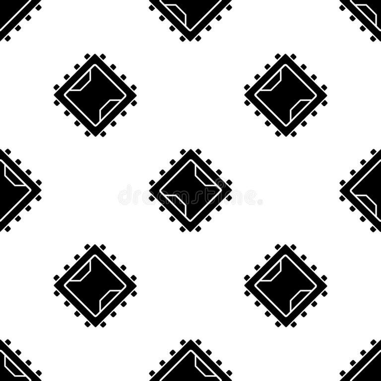 Cartoon Silhouette Tech Chip Seamless Pattern. Stock Vector ...