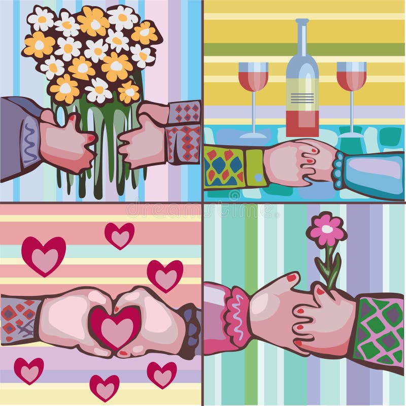 Cartoon Silhouettes of Lovers Hands Stock Vector - Illustration of ...