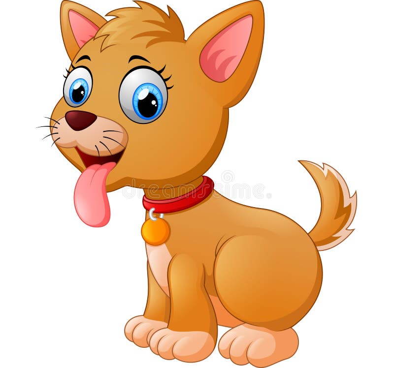 Cartoon Silly Sitting Dog with Red Collar Stock Illustration ...